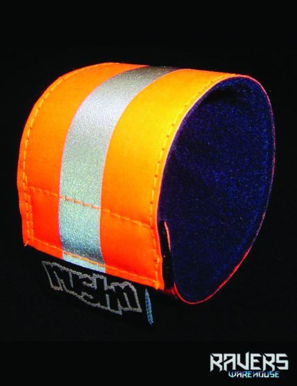 Rushn Reflective Wrist Rave Band Orange-Sliver - Ravers Warehouse